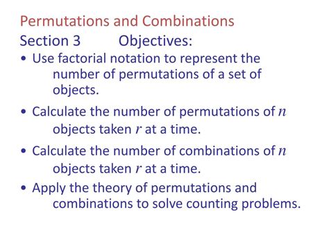 Ppt Permutations And Combinations Section Objectives Powerpoint