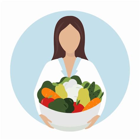 Vector de dibujos animados médico sin rostro con tazón de verduras