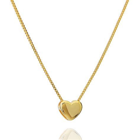 colar delicado coração pequeno dourado Donadiva Semijoias