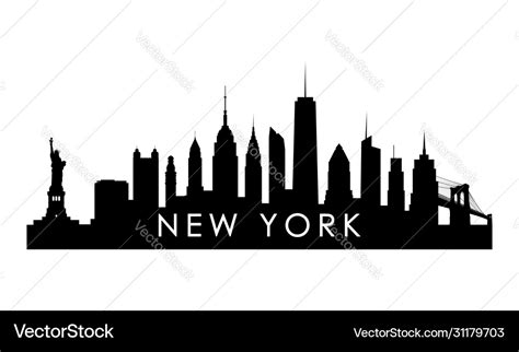 New York Skyline Silhouette Black City Royalty Free Vector