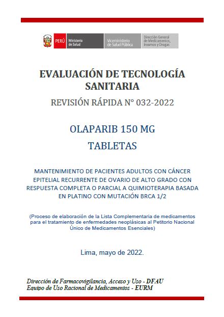 ETS REVISIÓN RÁPIDA N 032 2022 Olaparib 150 mg tabletas