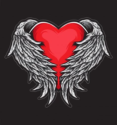 Asas De Anjo De Coração Angel wings art Angel wings heart Heart