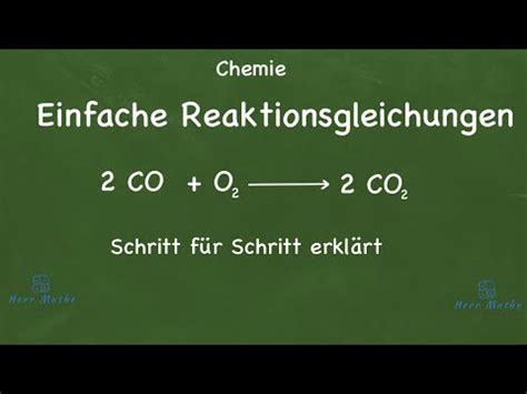 Chemie Einfache Reaktionsgleichungen an Beispielen erklärt YouTube