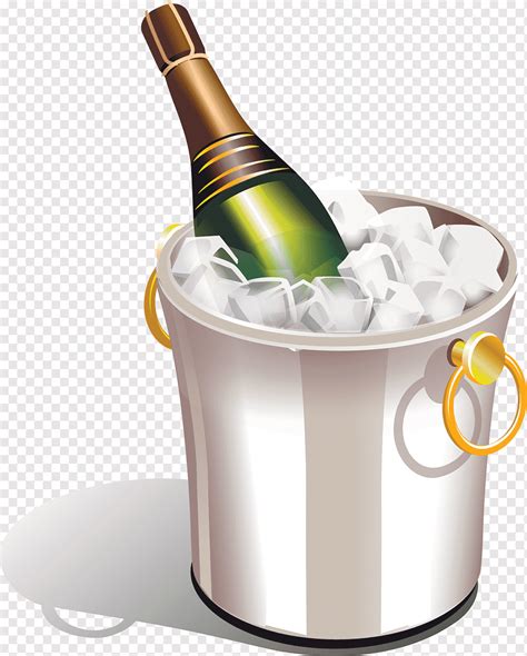 Champán y cubitos de hielo en balde png PNGWing