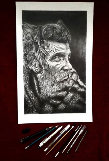Realistic Drawing Of A Homeless Man Work On Drawing Created With