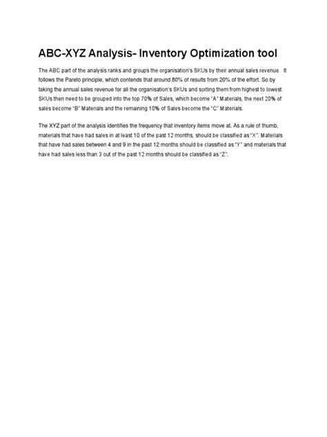 abc xyz inventory analysis pdf