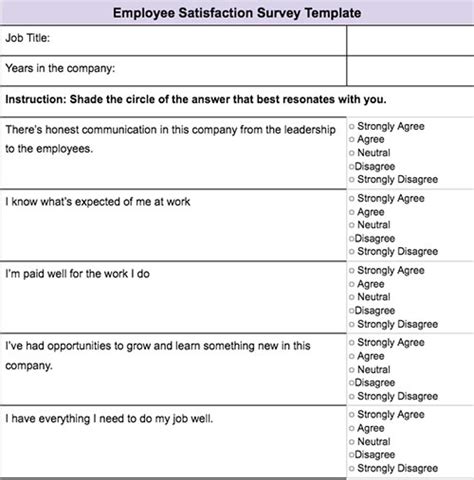 Employee Engagement Survey Template Word Prntbl