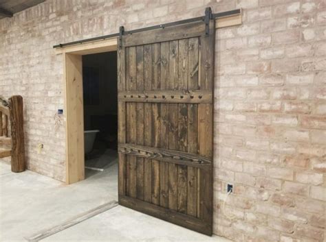 Custom Wood Barn Doors Rustic Panel Sliding Door With Nail Heads