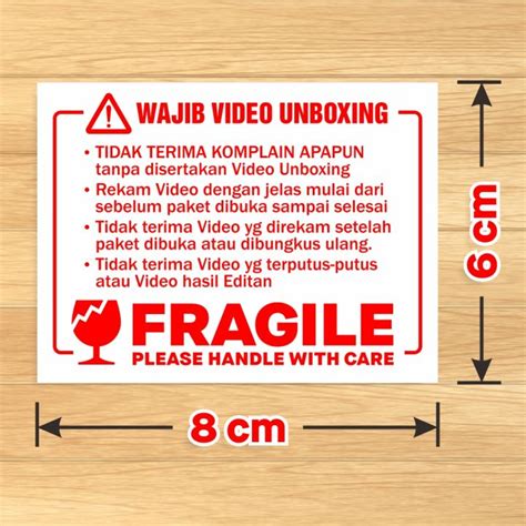 Sticker Label Fragile Wajib Video Unboxing Stiker Pengiriman Online
