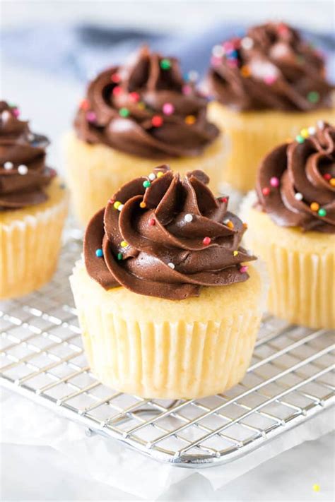 Yellow Cupcakes With Chocolate Frosting Just So Tasty