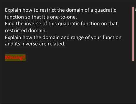 solved explain how to restrict the domain of a quadratic