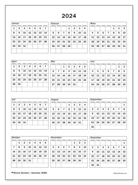 Kalender For Utskrift 36 Michel Zbinden NO