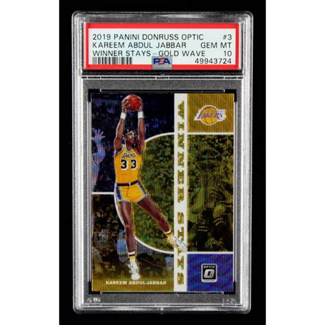Kareem Abdul Jabbar 2019 20 Donruss Optic Winner Stays Gold Wave 3