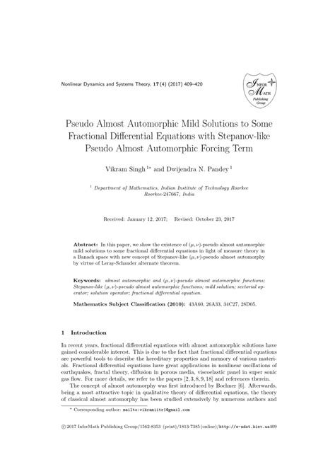pdf pseudo almost automorphic mild solutions to some fractional differential equations with