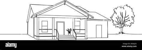 dibujo continuo de una sola línea de pequeña casa de una sola familia