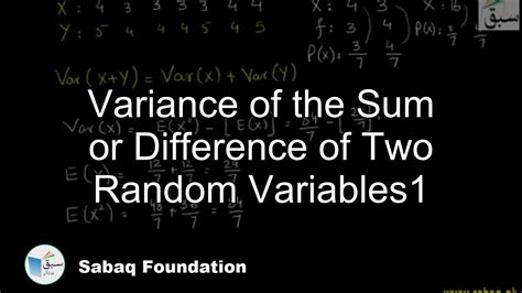 variance of the sum or difference of two random variables1 lecture sabaq pk youtube