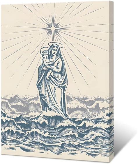 Vintage Star Of The Sea Stella Maris Poster Hail Mary Prints Wall Art