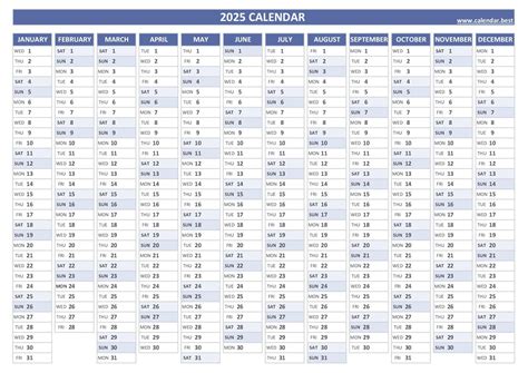 2025 Year At A Glance Calendar Printable Pdf 2025 Kati Sascha