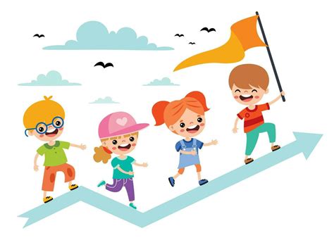 éxito y trabajo en equipo concepto con dibujos animados niños 27170297