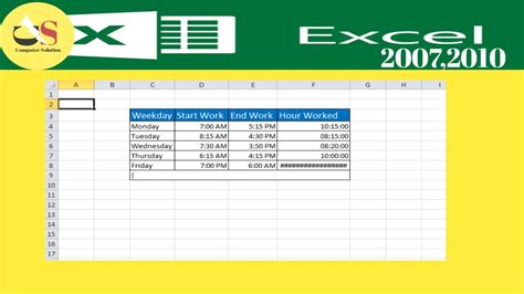 How To Calculate Hours Worked In Excel Youtube