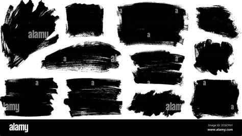 Vector Black Paint Ink Brush Strokes And Shapes Stock Vector Image