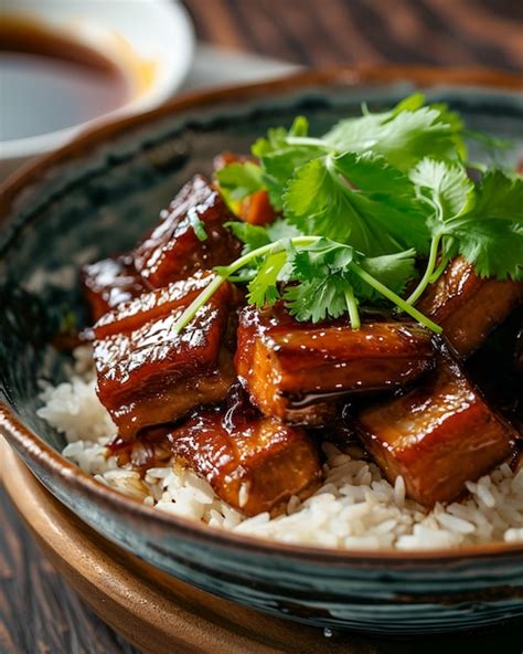 Premium Photo Chinese Braised Pork Belly With Rice