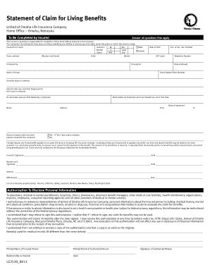 Fillable Online Statement Of Claim For Living Benefits Mutual Of
