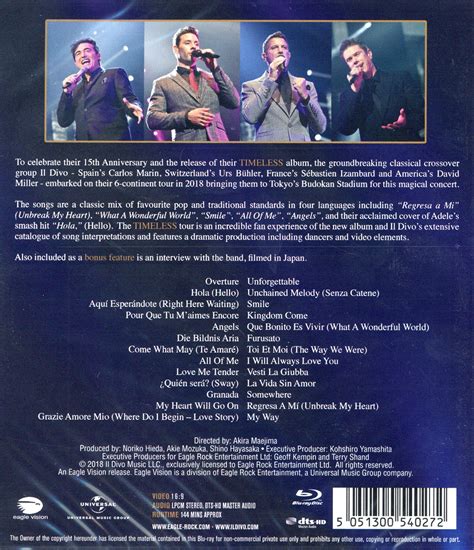 Il Divo Timeless Live In Japan 2018 Blu Ray Musik