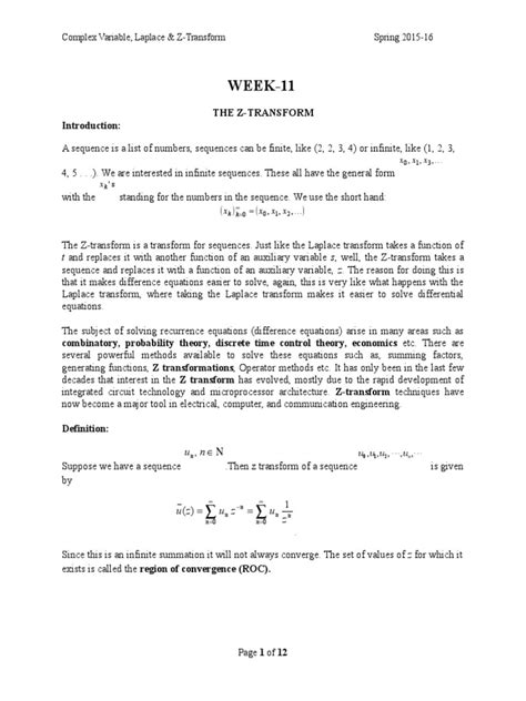 z transformation math pdf laplace transform recurrence relation