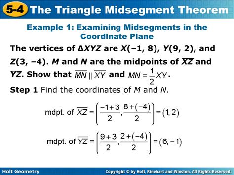 ppt prove and use properties of triangle midsegments powerpoint presentation id 3315879