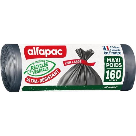 10 Sacs Poubelle 160L À Lien Large Maxi Poids Fabriqués En France