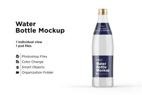 Clear Glass Water Bottle Mockup Graphic By Greenart Creative Fabrica