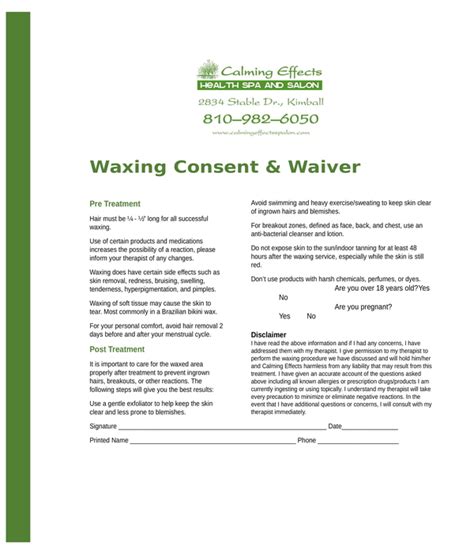FREE 6 Waxing Consent Forms In PDF MS Word