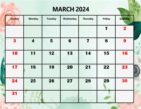 March 2024 Printable Calendar Free Pdf Elana Krystle