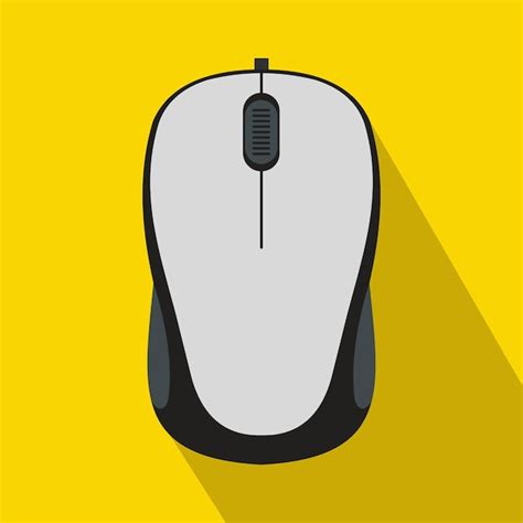 Icono de ratón de ordenador en estilo plano sobre un fondo amarillo