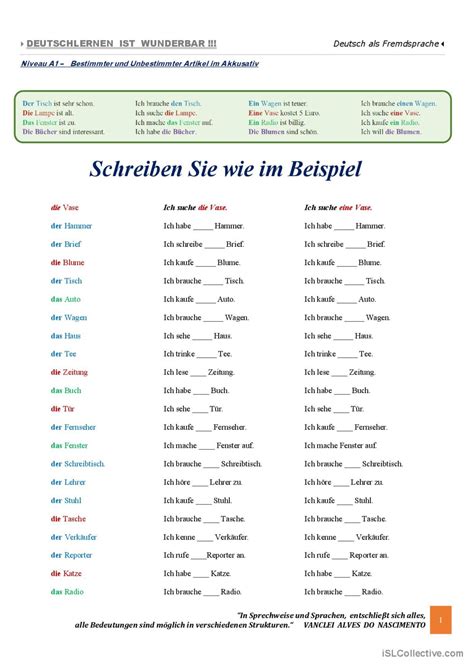 A Akkusativ Bun Deutsch Daf Arbeitsbl Tter Pdf Doc