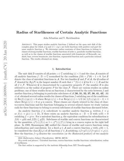 pdf radius of starlikeness of certain analytic functions