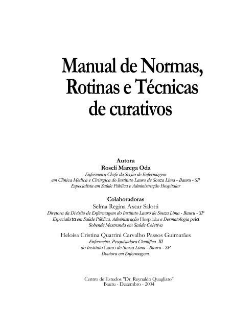 Manual de Normas RotinaseTÃcnicas decurativos Instituto Lauro