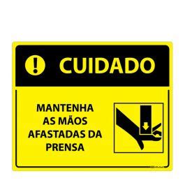 Placa Cuidado Mantenha As Mãos Afastadas Da Prensa Afixgraf