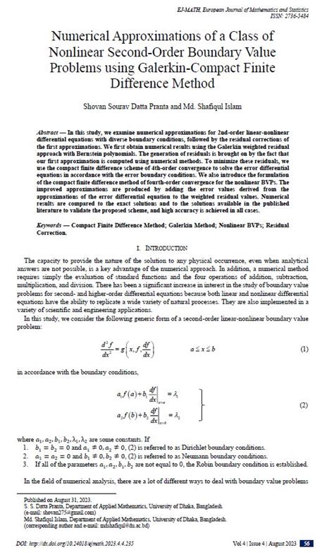 numerical approximations of a class of nonlinear second order boundary value problems using