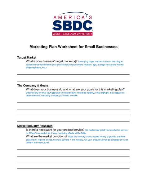 Marketing Plan Template For Small Business