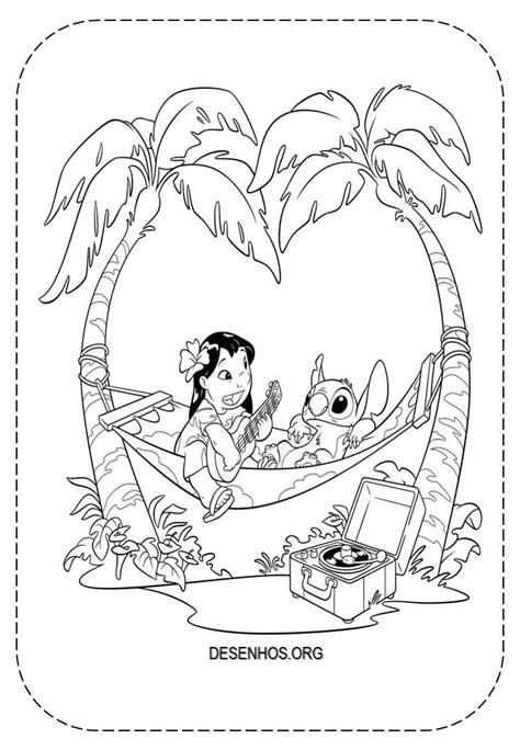 Moan And Pooh In A Hammock On The Beach With Palm Trees Coloring Page