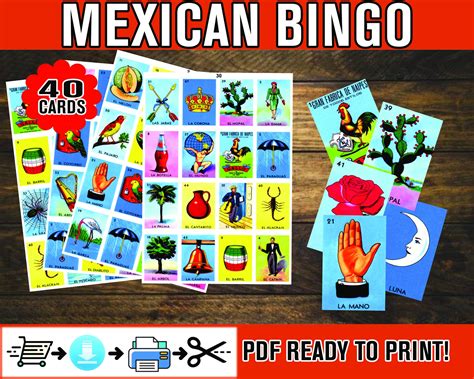 Loteria Mexicana Imprimible Para Descargar En Archivo PDF E Etsy