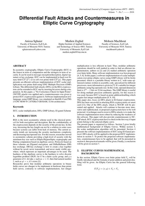 pdf differential fault attacks and countermeasures in elliptic curve cryptography