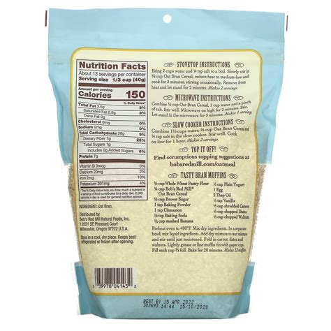 Oat Bran Hot Cereal Nutrition Facts Besto Blog