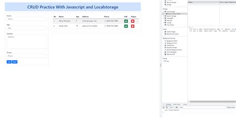 web crud javascript with localstorage without backend and database setup