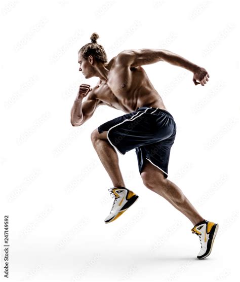 Muscular Man Runner In Silhouette Photo Of Shirtless Muscular Man