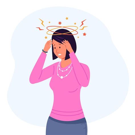 Premium Vector Female Vertigo Tired Woman With Dizzy Vomiting