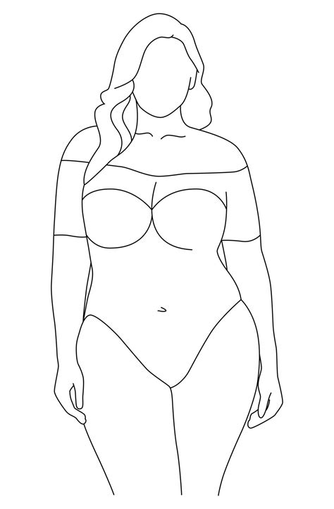 formas do corpo feminino uma garota em um maiô de uma linha silhueta