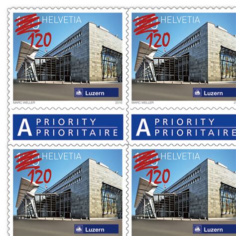 Briefmarken CHF 1 20 Überdruck Bahnhof Luzern Bogen mit 50 Marken